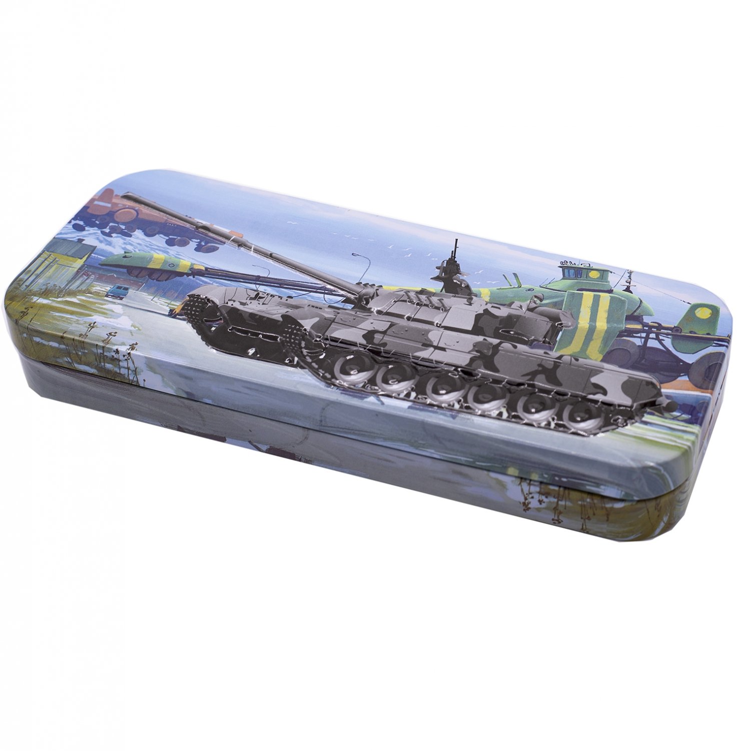 Пенал металлический, 2 отделение, таблица умножения, 80х205мм, "Tank ...