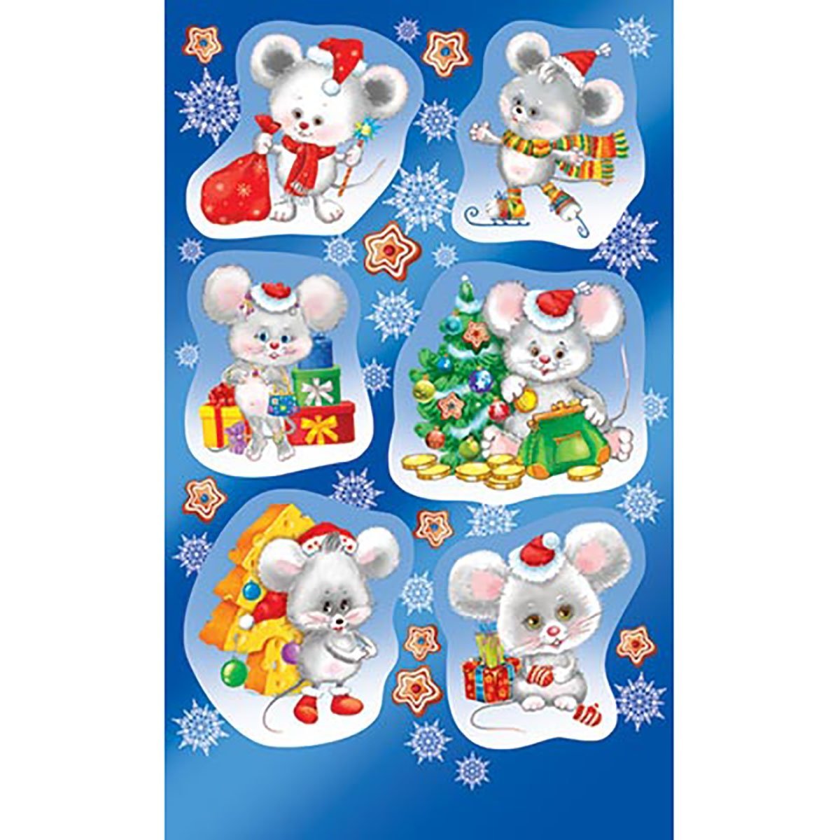 Наклейка "Наклейки новогодние" (Год Мыши), 153*92 мм оптом с бесплатной ...